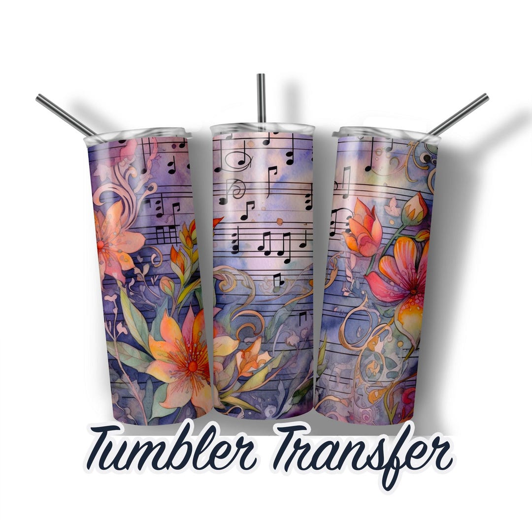 Music Themed Ready to Press Sublimation Tumbler Transfer Print 20 Oz ...