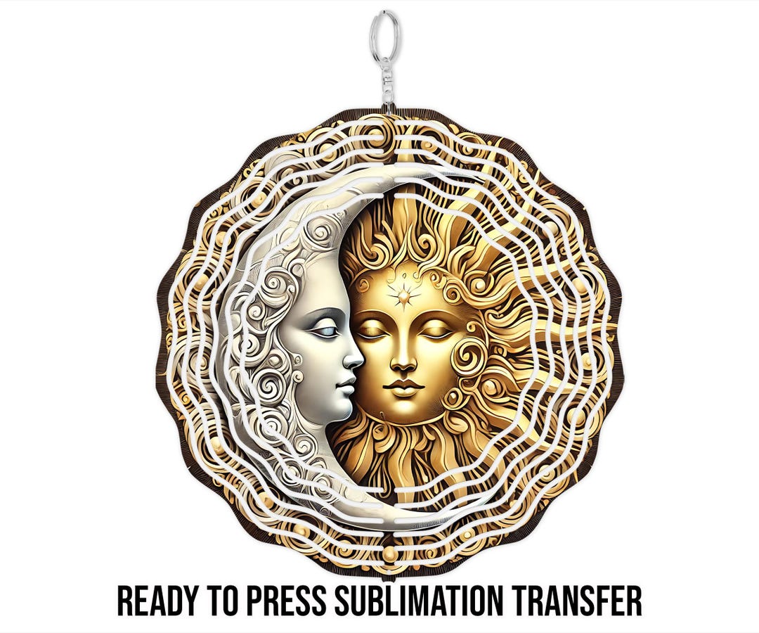 Moon and Sun Wind Spinner Sublimation Ready to Press Heat Transfer - Etsy