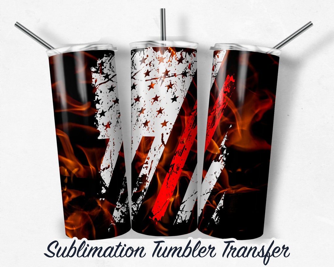 Firefighter Sublimation Transfer Print 20 Oz 30 Oz Skinny Tumbler Ready ...