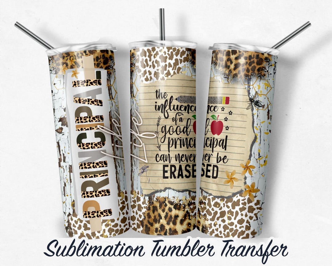 Principal Life Leopard Print Sublimation Tumbler Transfer for 20 Oz ...