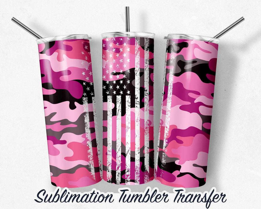 Pink Camo Sublimation Transfer Print for 20 Oz Tumbler - 30 Oz Skinny ...