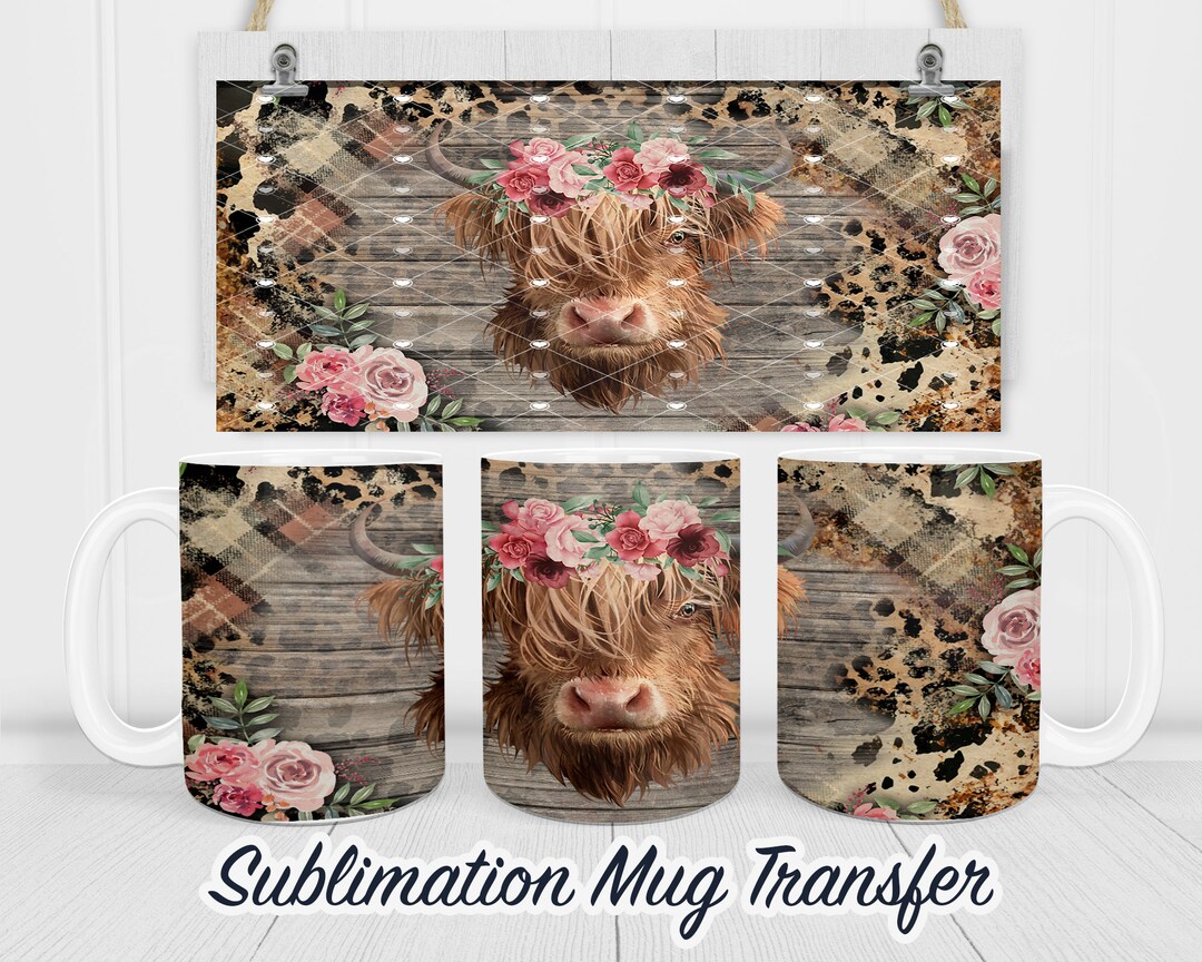 Highland Cow - Sublimation Transfer Print for 11 Oz - 15 Oz Mugs ...