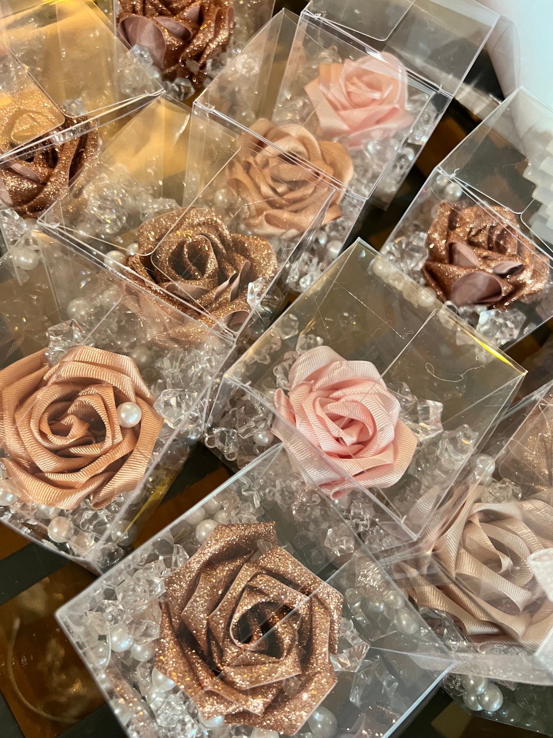 Eternal Roses, Ribbon Roses, Roses Boxes With Rhinestones Favors. Baby ...