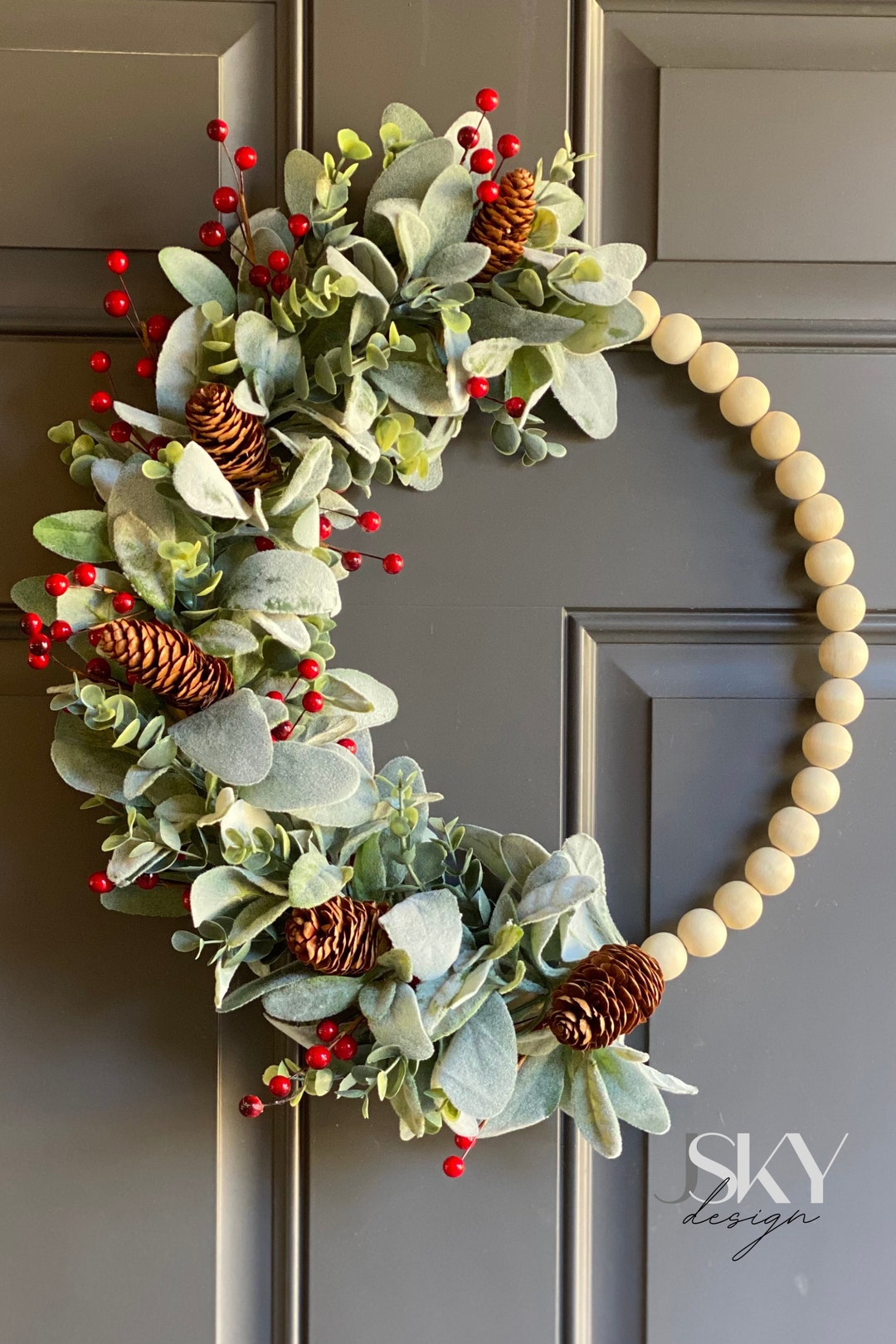 Modern Christmas Wreath, Winter Wreath, Christmas Wreath, Hoop Wreath ...