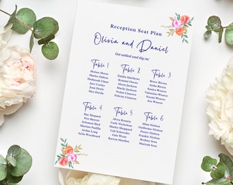 Traditional Wedding Seating Chart Template Printable Seating - Etsy