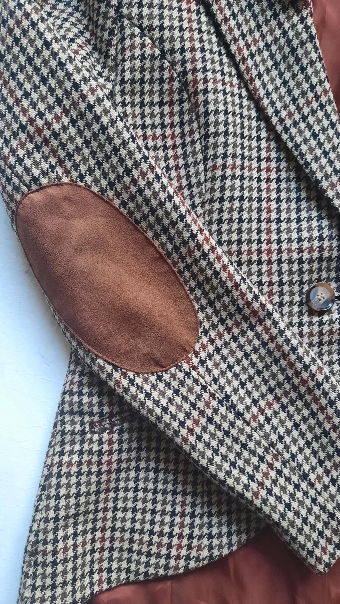 Vintage Brown White Checkered Jacket With Extended Back, Size 38 - Etsy