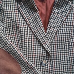 Vintage Brown White Checkered Jacket With Extended Back, Size 38 - Etsy