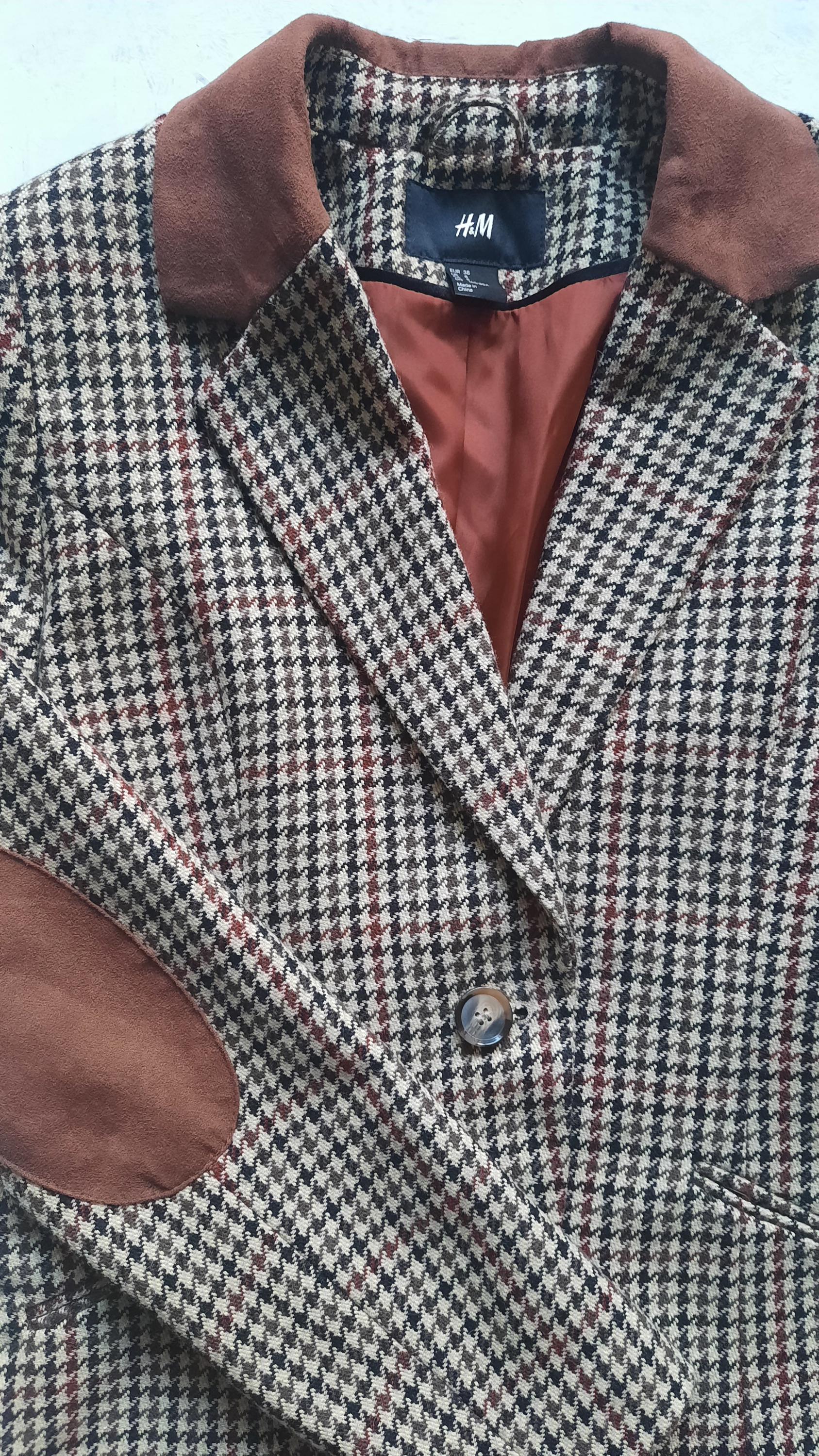 Vintage Brown White Checkered Jacket With Extended Back, Size 38 - Etsy