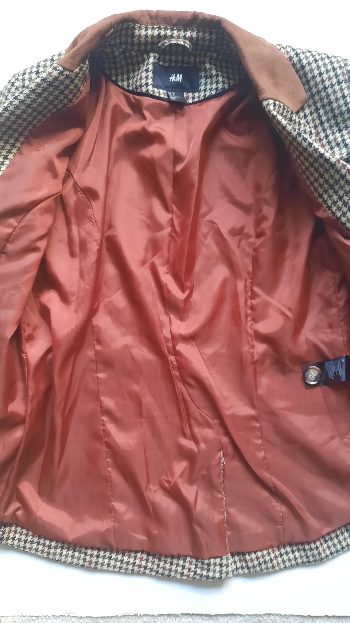 Vintage Brown White Checkered Jacket With Extended Back, Size 38 - Etsy