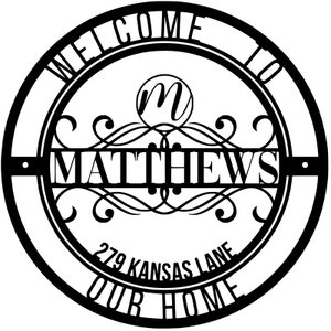 Welcome Circle Sign Personalized - Metal Sign - Etsy