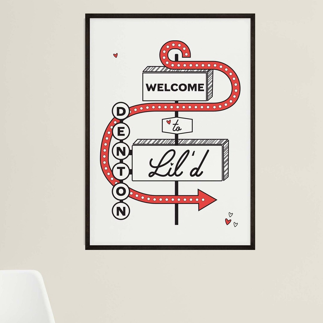 Denton, Texas Art Print Retro Motel Sign Lil D Illustration - Etsy