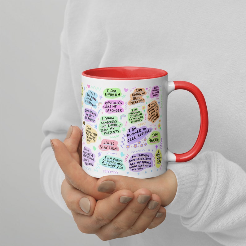 Nurse Mug Daily Affirmations Mug With Color Inside Mental - Etsy