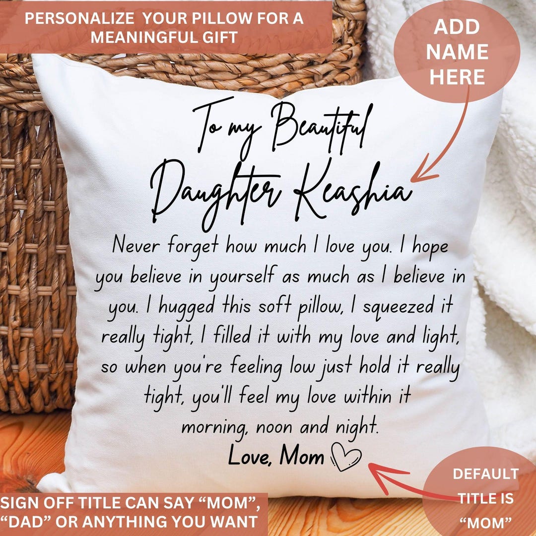 Personalized Daughter Pillow: Sentimental Dorm Room Decor - Etsy
