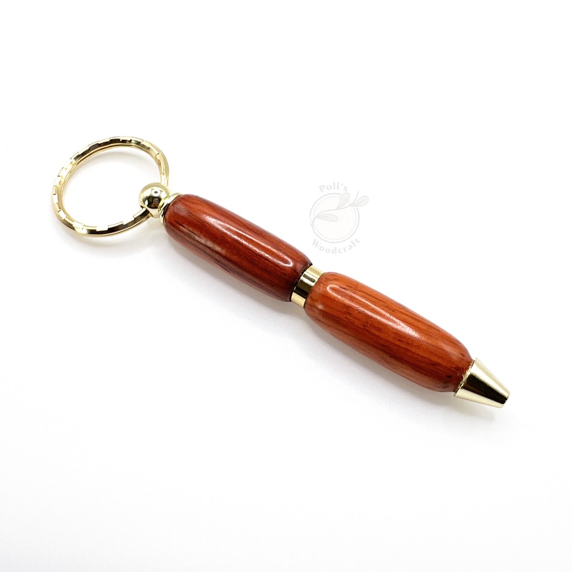 MINI Hand Turned Wooden Ballpoint Pen Keychain - Padauk Wood - GOLD - Etsy