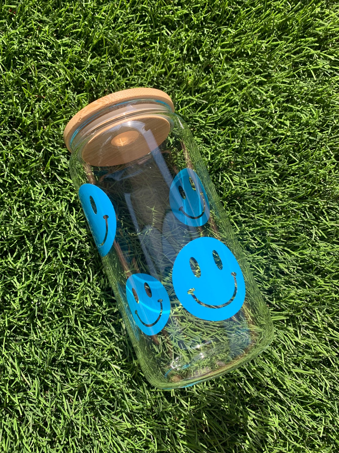 Blue Smiley Face Cup - Etsy