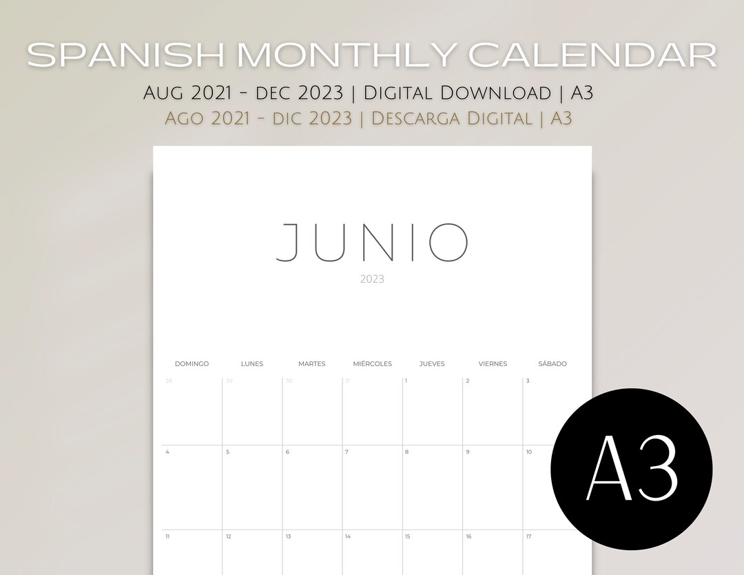 Spanish 2021-2023 Monthly Calendar Nov 2021-dec 2023 - Etsy