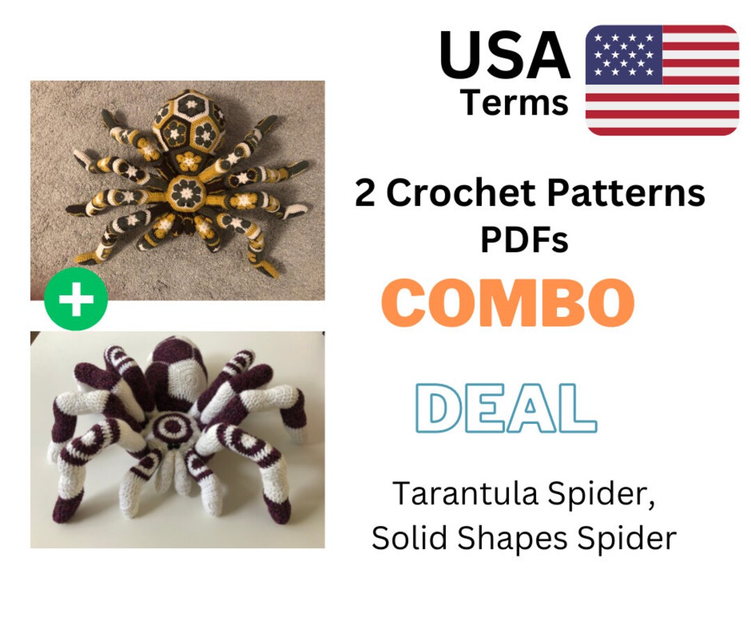 Combo 2 Pattern Crochet African Flower Tarantula Spider PLUS Solid ...
