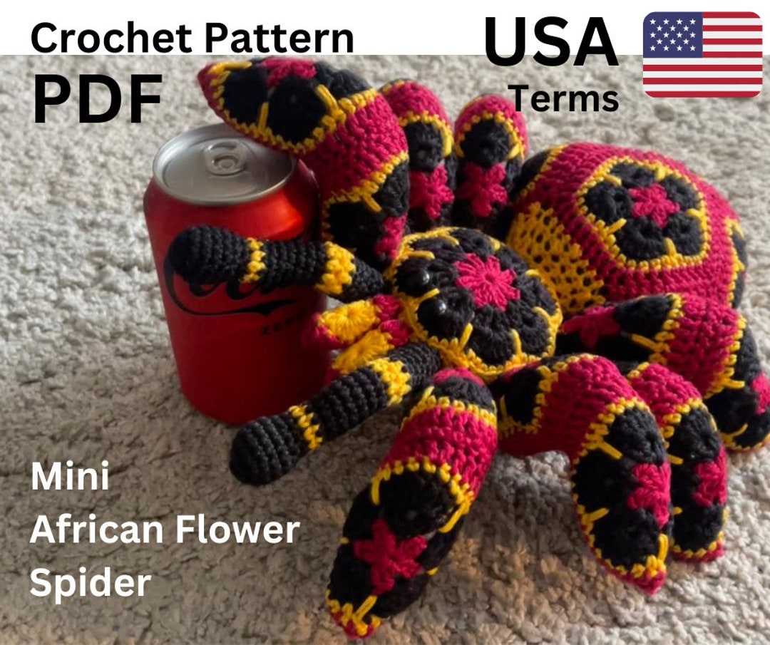 Pattern Crochet Mini Spider Tarantula African Flower Pdf Christmas Xmas ...