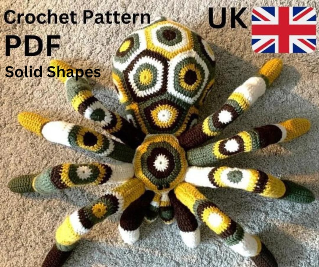 Crochet Pattern Solid Shapes Giant Tarantula Spider African Flower PDF ...