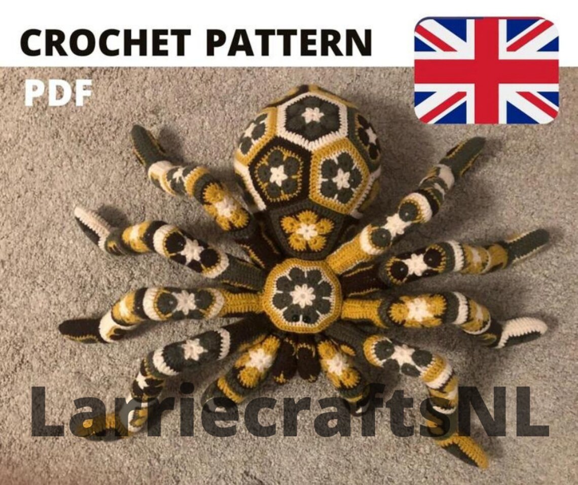 Pattern Crochet Giant Spider Tarantula African Flower Pdf - Etsy