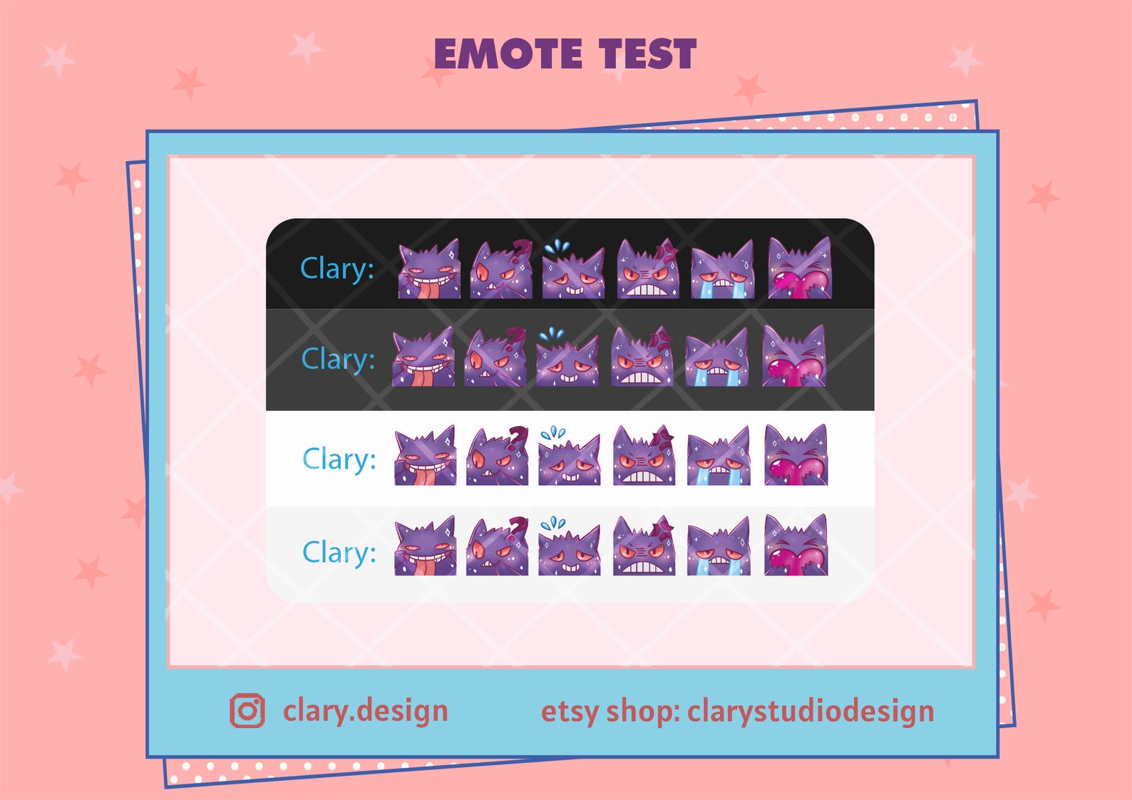 Twitch Emote / Gengar Emotes Pack (angry, Flustered, Love, Sad ...