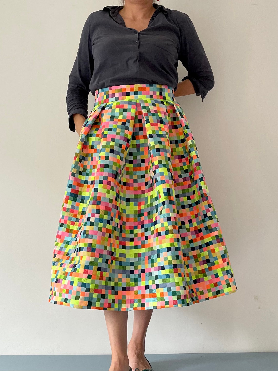 PIXEL Skirt With Pockets | Etsy