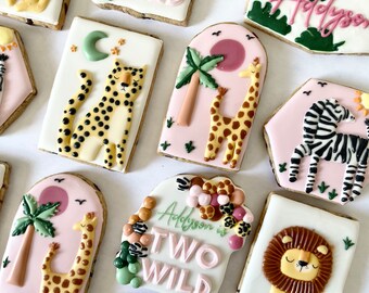 Custom Personalized Jungle Zoo Animal Safari Royal Icing Decorated ...