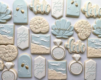 Ocean Wedding Cookies Beach Wedding Favors Luxury Sugar Cookies Summer ...