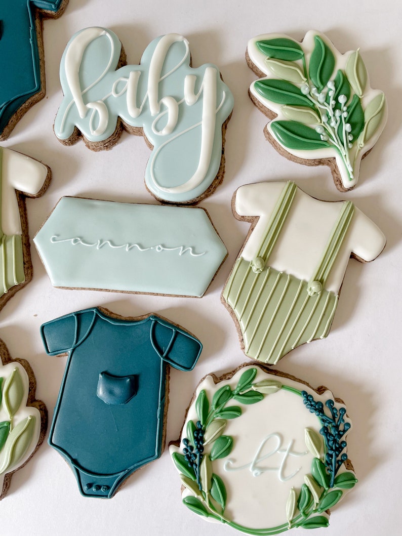 Greenery Baby Shower Cookies: Custom Decorated Sugar Cookies - Etsy
