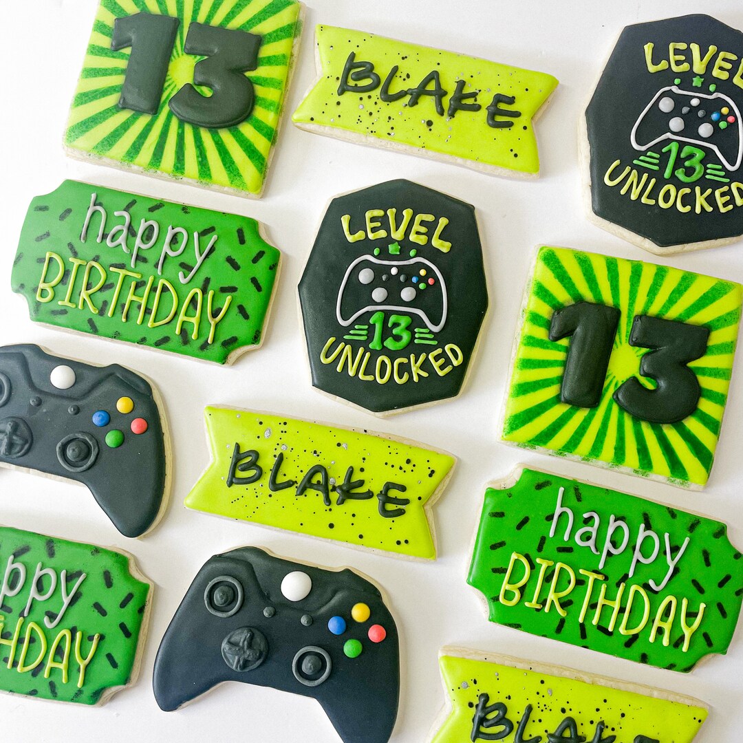 Level up Video Games Birthday Cookies: Custom Sugar Cookies - Etsy