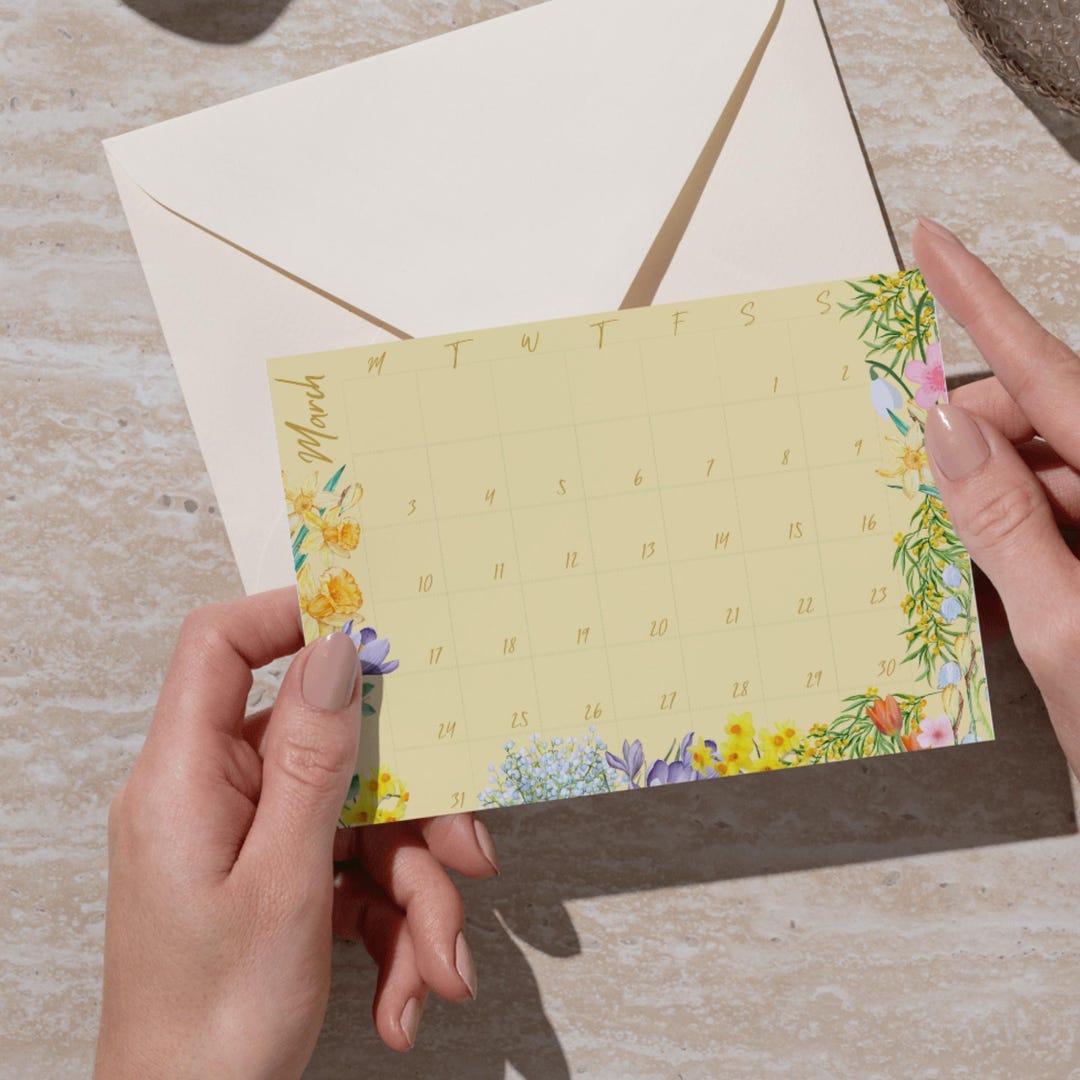 2025 Mini Calendar Printable, Mini Calendar, Flower Calendar, Floral ...