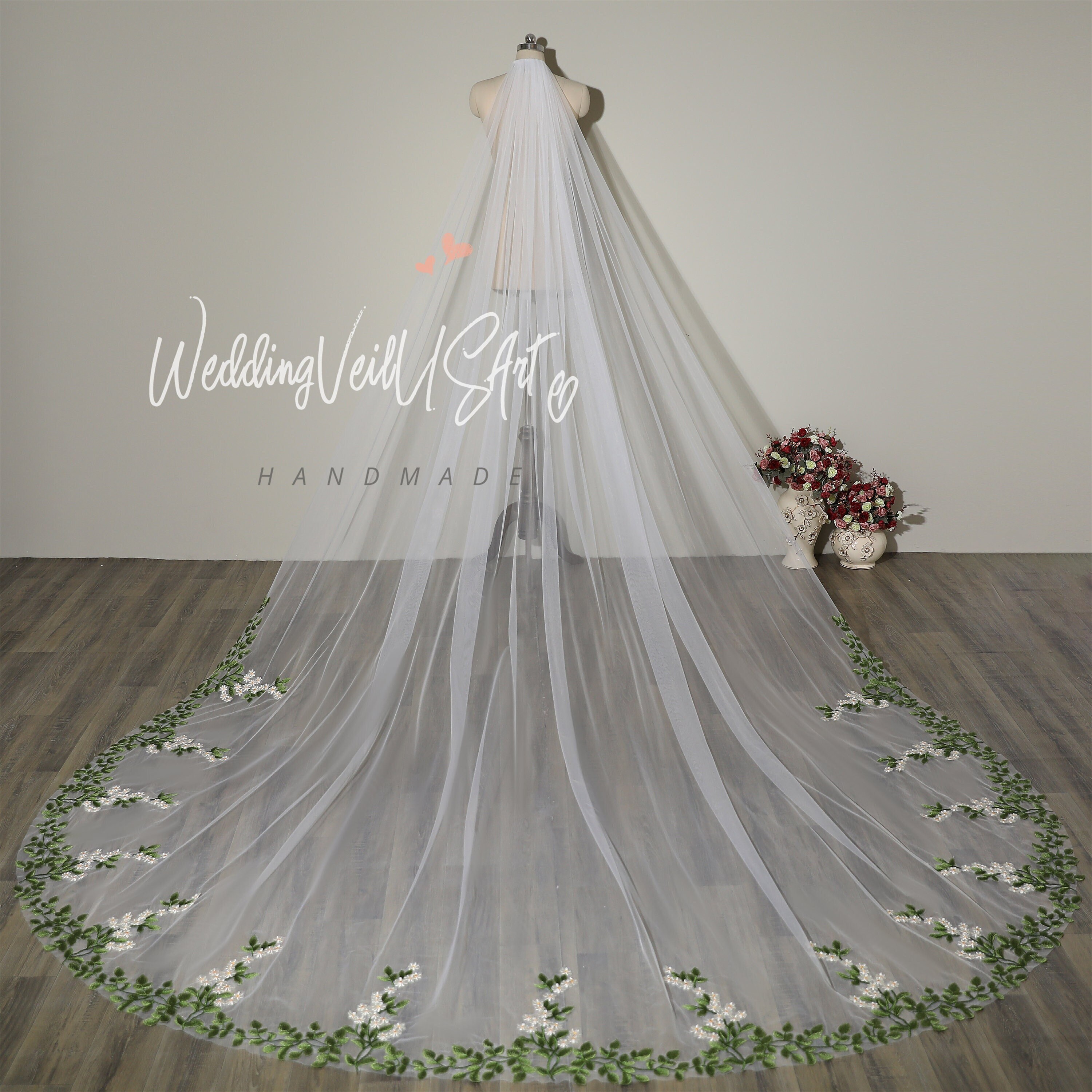 Forest Wedding Daisy Wedding Veil Soft Cathedral Veil With Comb Lace ...