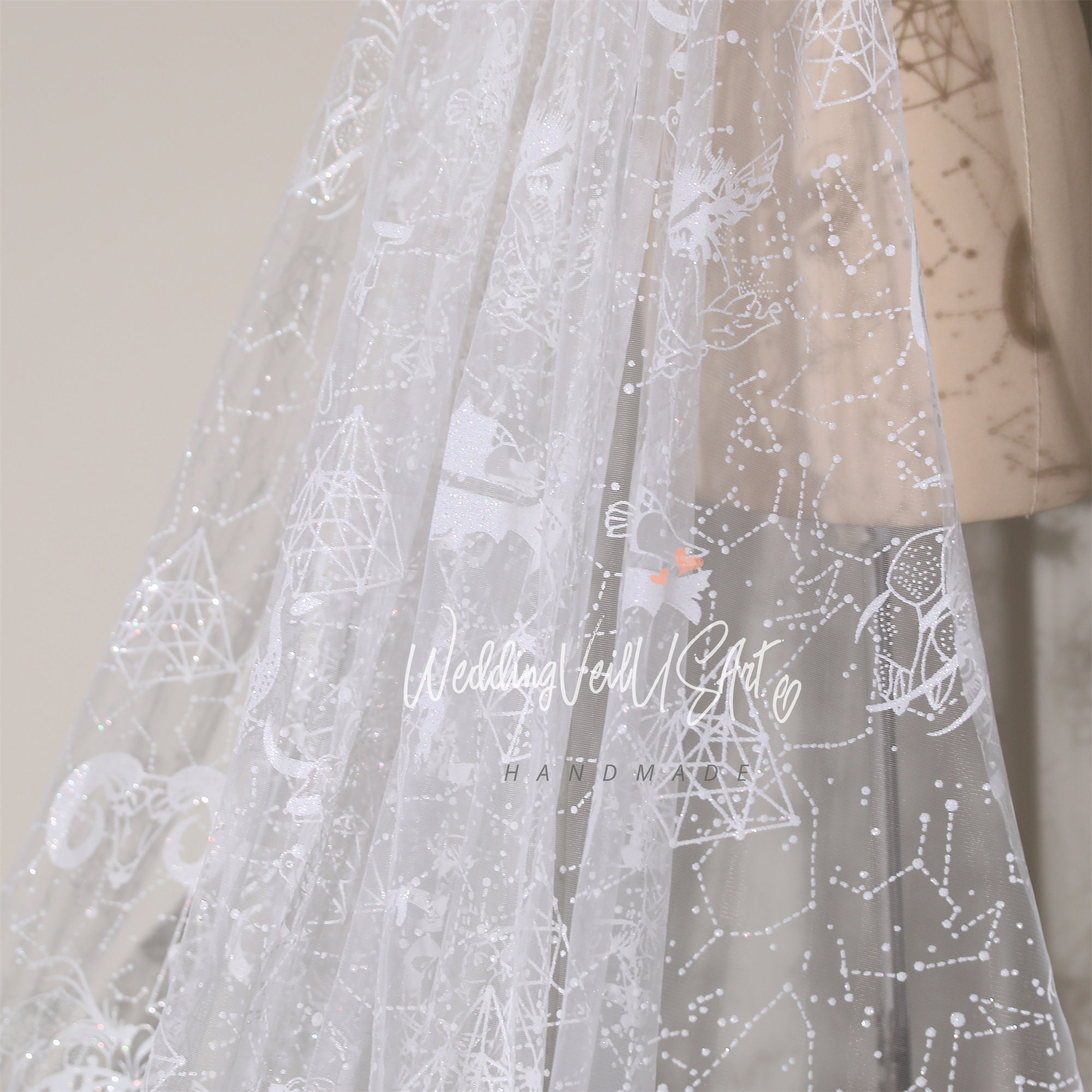 Sparkly 12 Constellations Veil Cathedral Veil With Sparkle White Veil ...