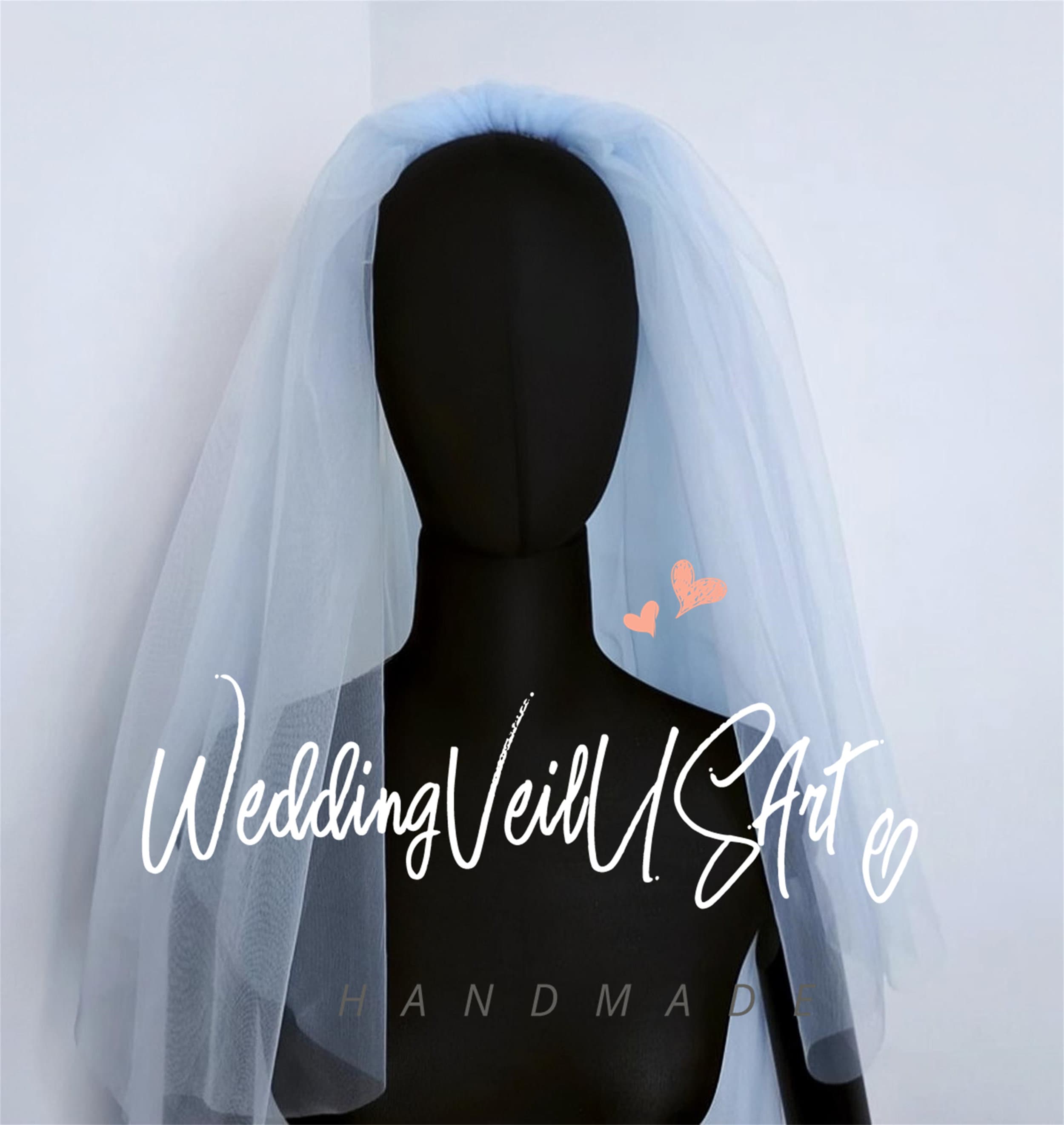 Minimalist Solid Tulle Ice Baby Blue Veil Gorgeous 3 Layers Hips/chapel ...