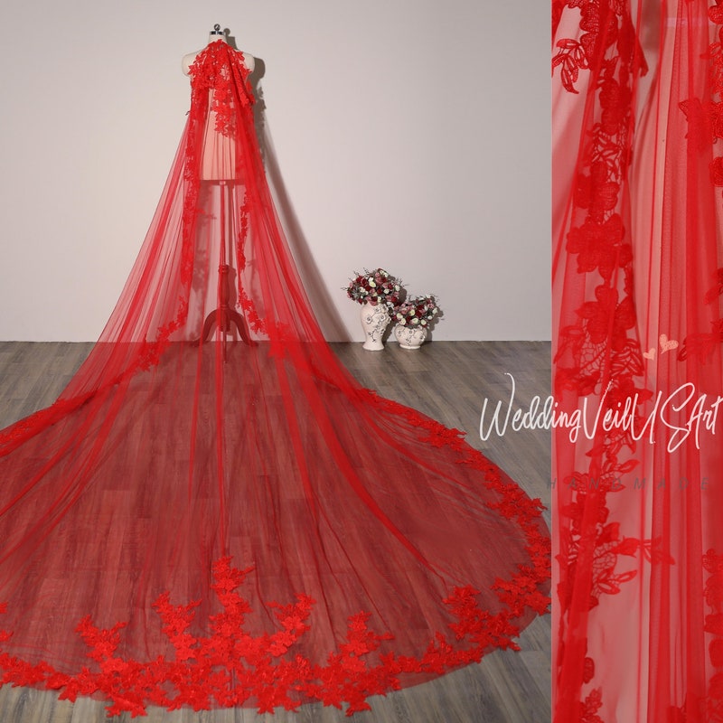 Red Veil - Etsy