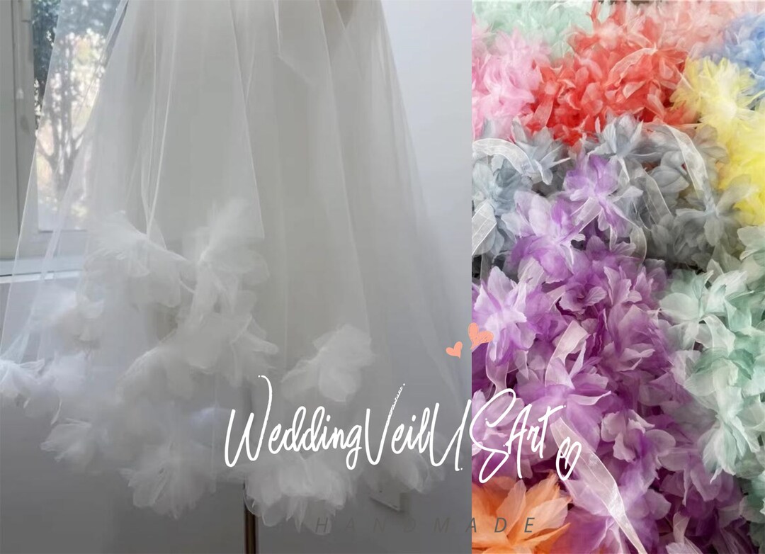 Vintage Custom Silk Flower Veil With Blusher Elegant Double Layers ...