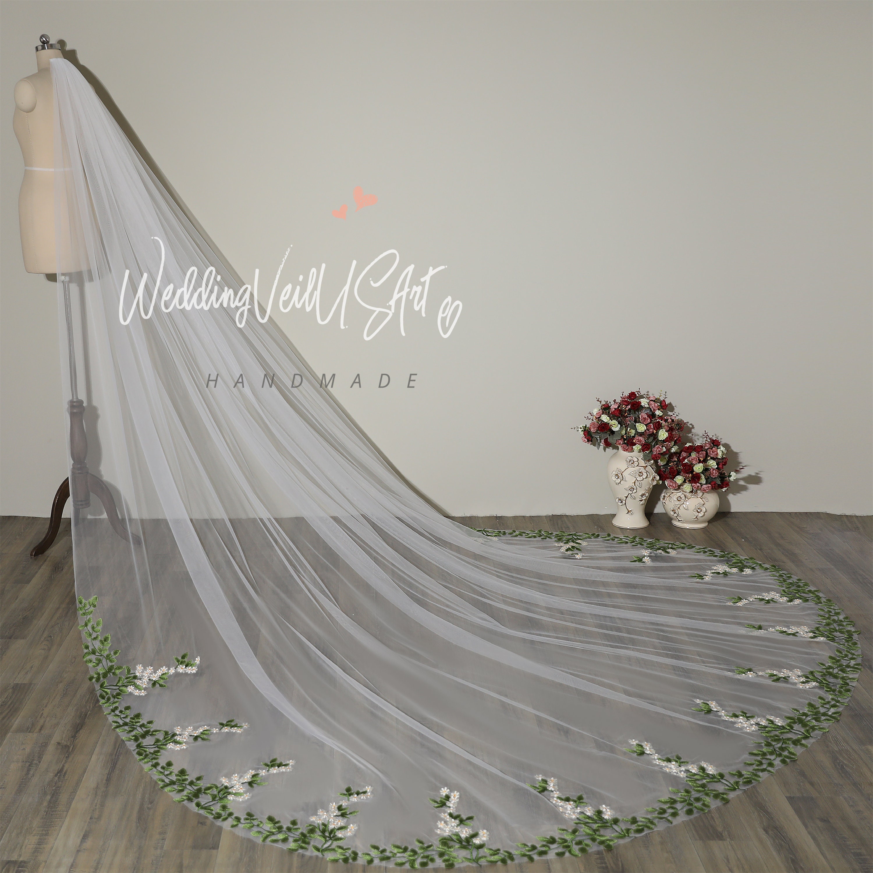 Forest Wedding Daisy Wedding Veil Soft Cathedral Veil With Comb Lace ...