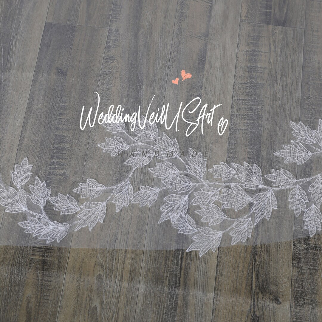 Vintage Autumn Leaf Lace Bride Veil Gorgeous Church Veil Lace Applique ...