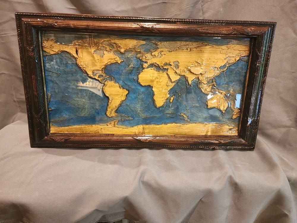 3D Engraved World Map - Etsy