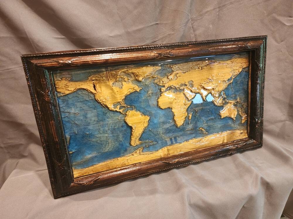 3D Engraved World Map - Etsy