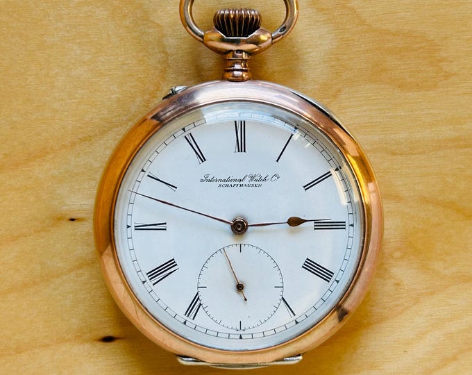 2T521 Antique IWC Silver Pocket Watch, Enamel Dial With Roman Numerals ...
