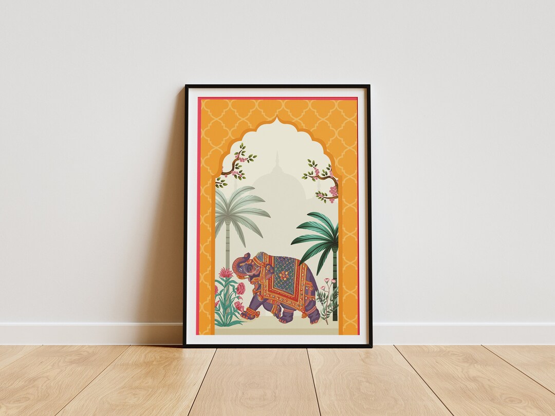 Royal Elephant Wall Print, Indian Art, Home Decor, Mughal-inspired ...
