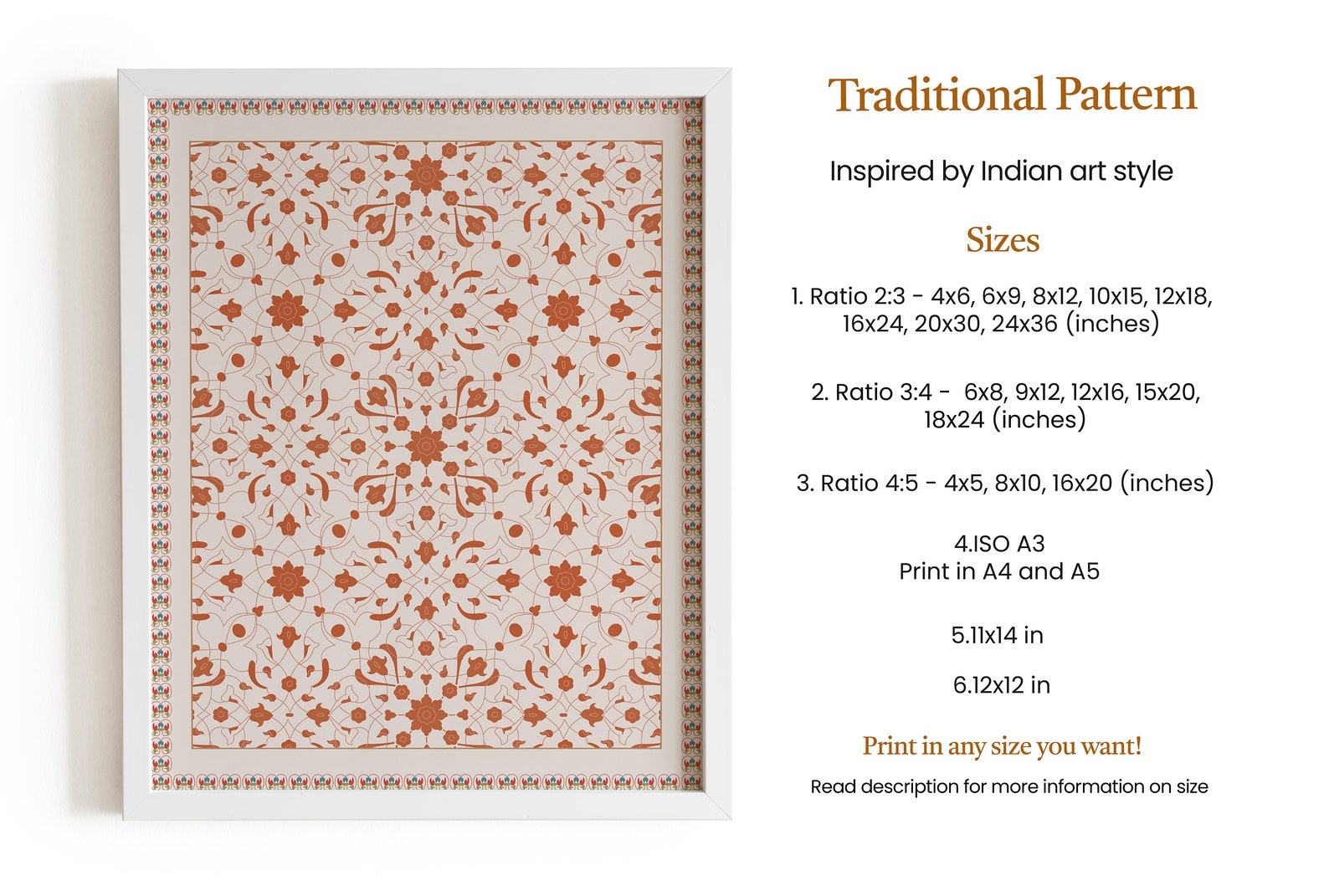 TRADITIONAL INDIAN ART and Islamic Art Inspired Pattern Wall Prints for ...