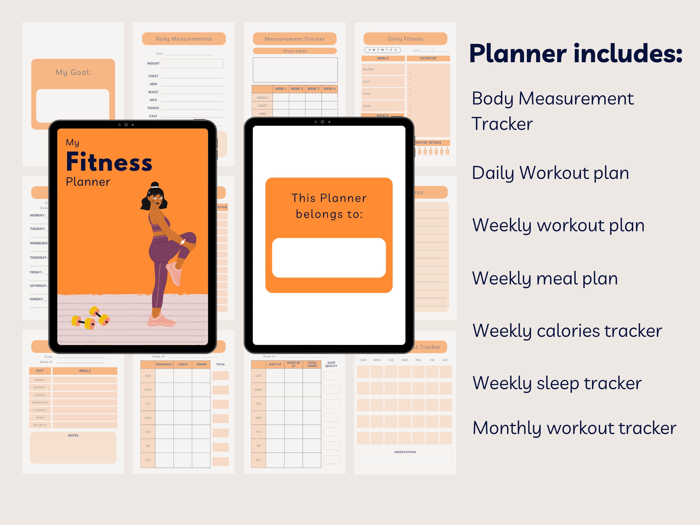 Digital Fitness Planner Editable Canva Planner Digital Planner Template ...