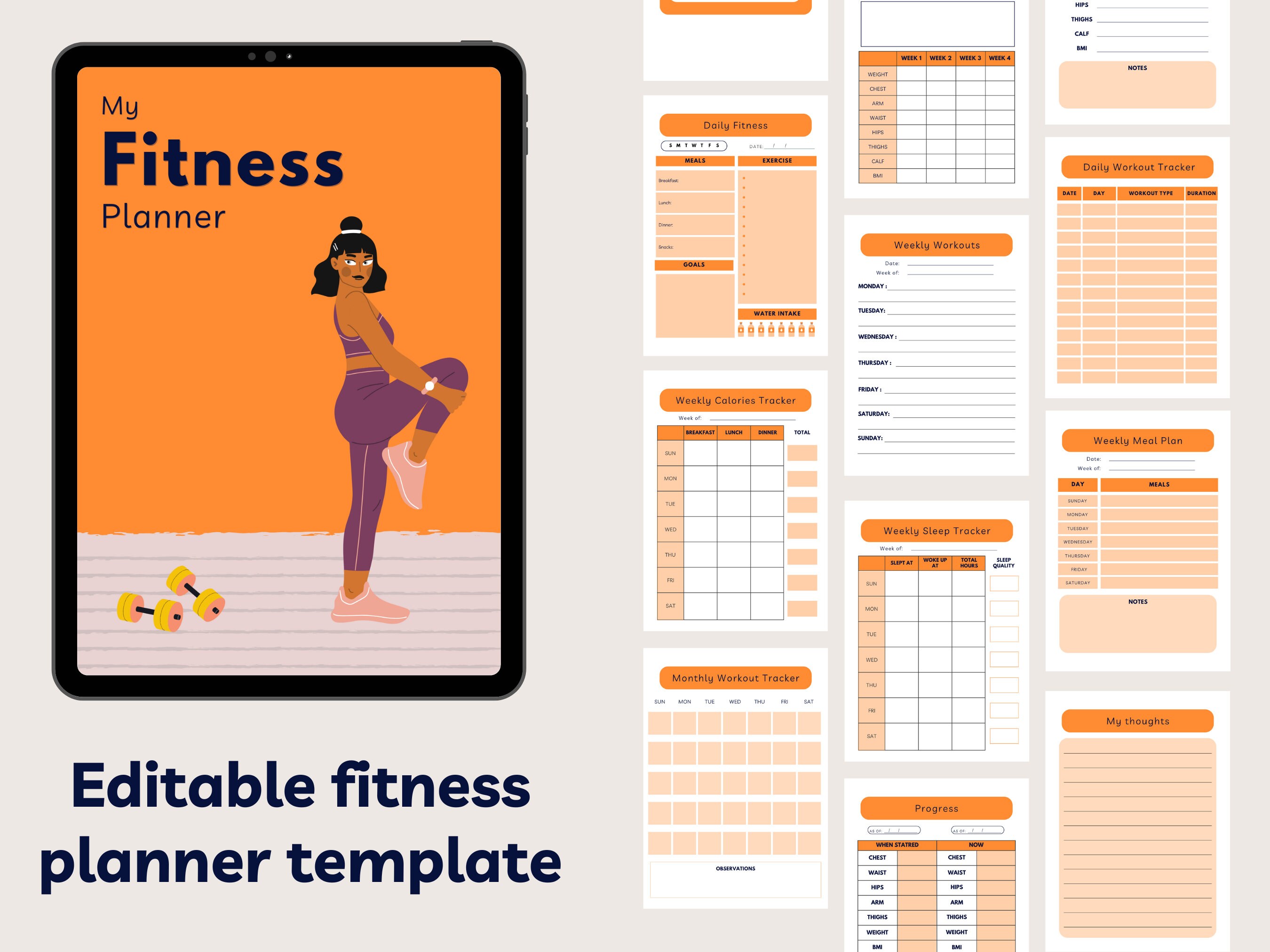 Digital Fitness Planner Editable Canva Planner Digital Planner Template ...
