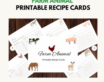 Farm Animal Recipe Cards - Etsy