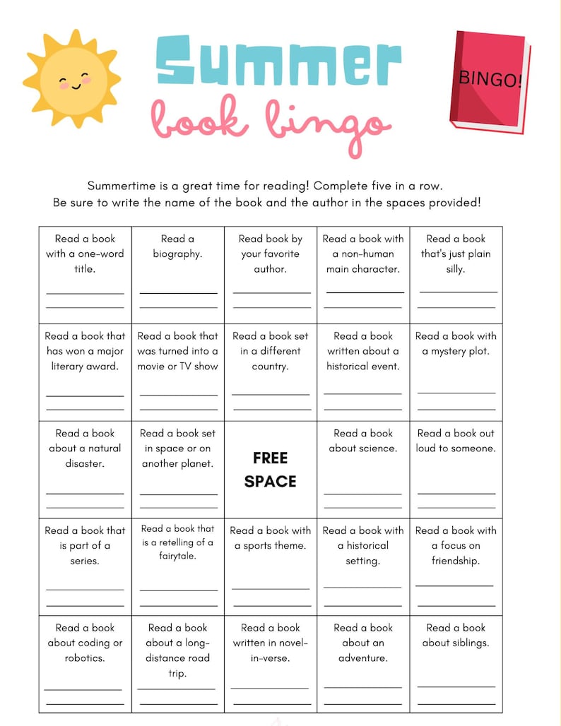 Summer Reading Printables Reading Log Reading Chart Reading Tracker - Etsy