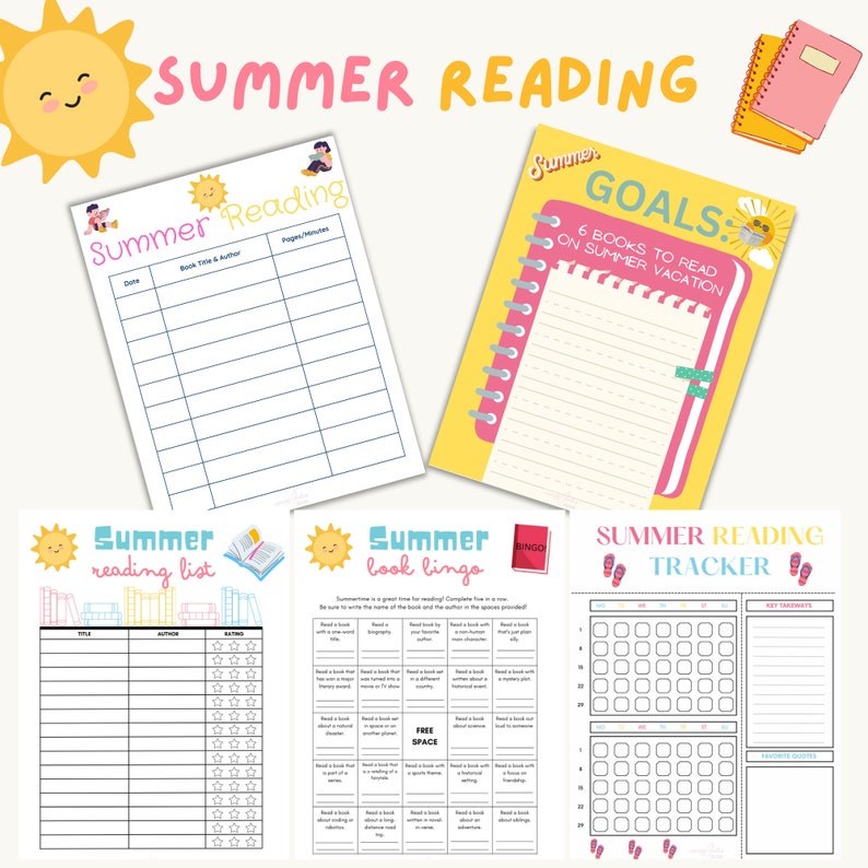 Summer Reading Printables Reading Log Reading Chart Reading Tracker - Etsy