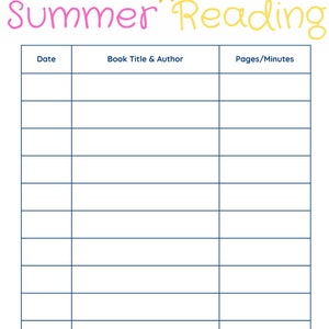 Summer Reading Printables Reading Log Reading Chart Reading Tracker - Etsy
