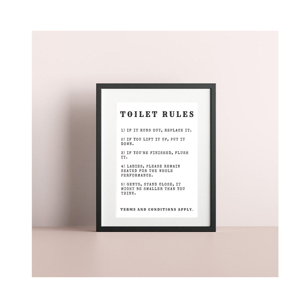 Toilet Rules Print - Etsy
